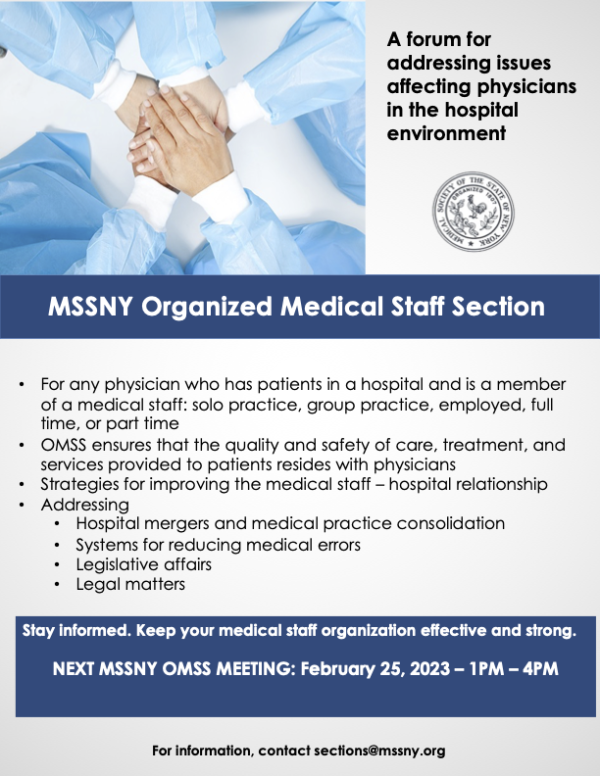Save the Date! MSSNY’s Organized Medical Staff Section Annual Meeting ...
